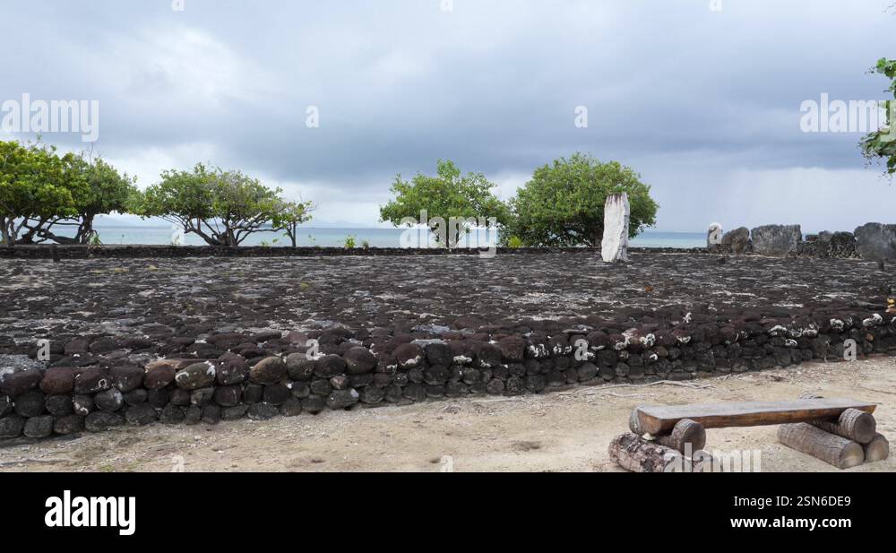 Taputapuatea Marae, an ancient marae constructed of basalt in Raiatea ...