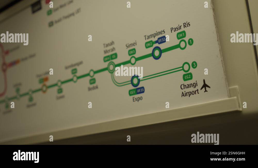 Detailed map of the Singapore MRT railway system showcasing routes and ...