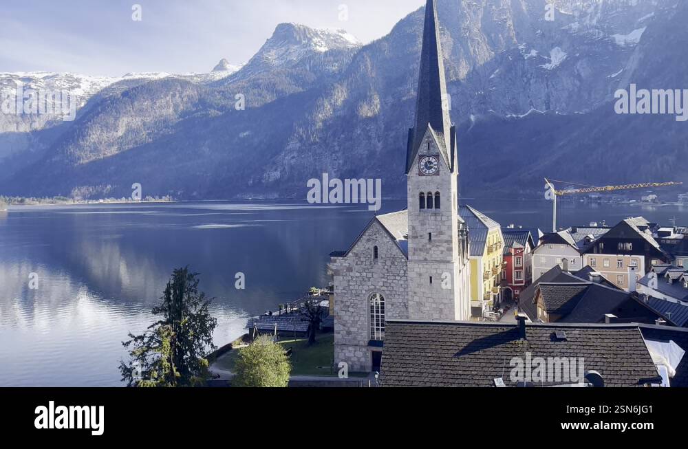 Iconic Evangelical Church on the shores of Hallstätter see in Hallstatt ...