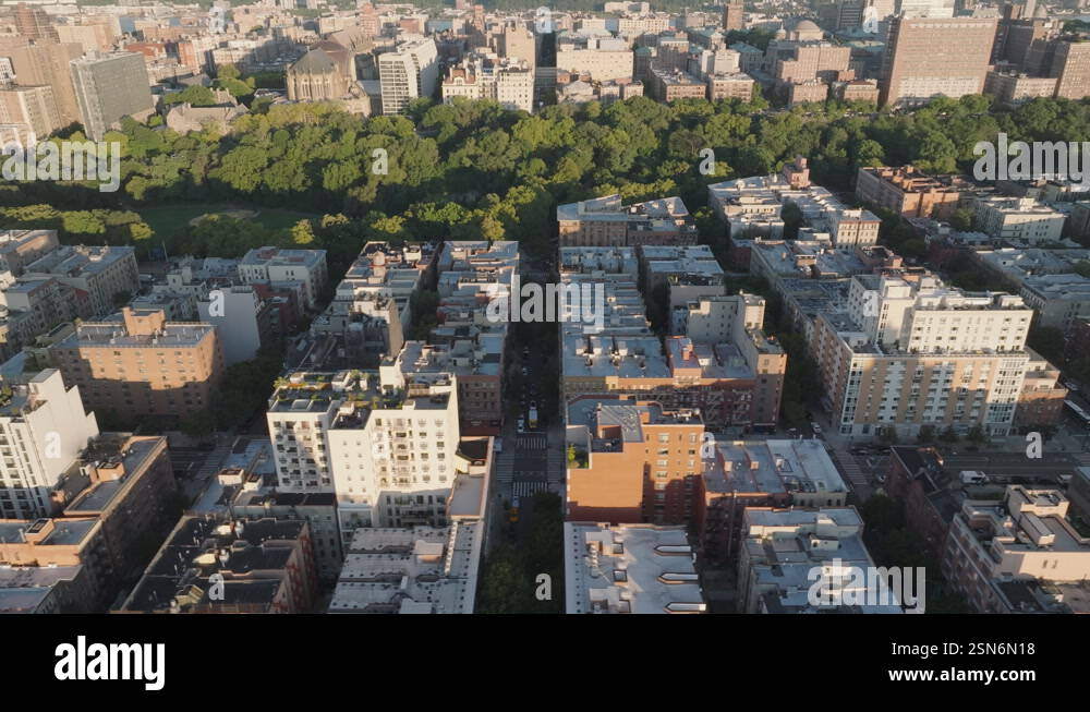Aerial view of residential buildings in Harlem Stock Video Footage - Alamy