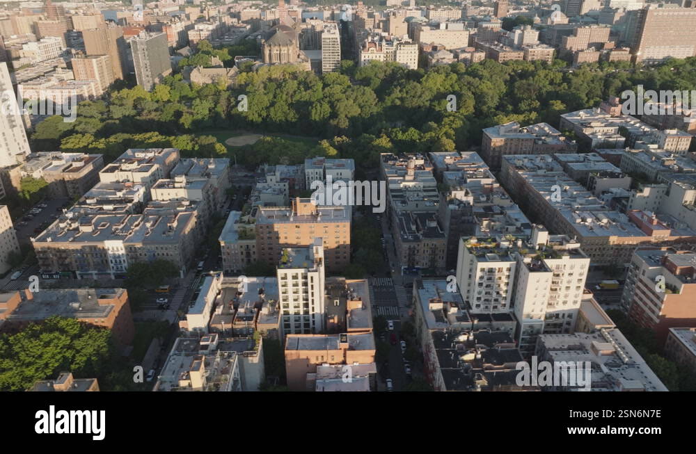 Aerial view of Morningside Park on a summer morning Stock Video Footage ...