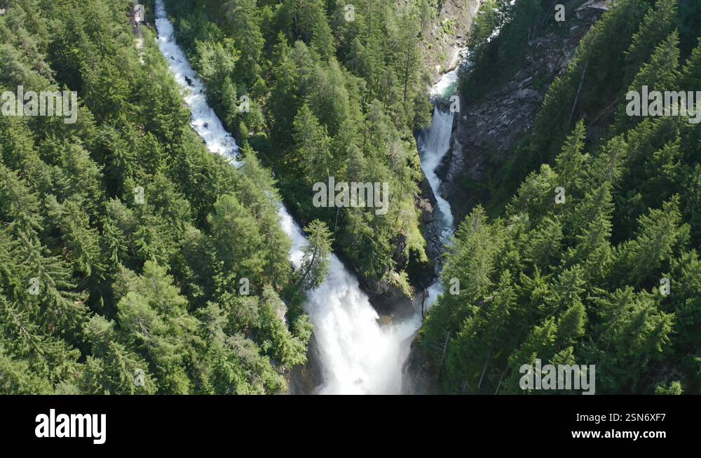 aerial view of the Riva waterfall complex in Trentino Alto Adige Stock ...