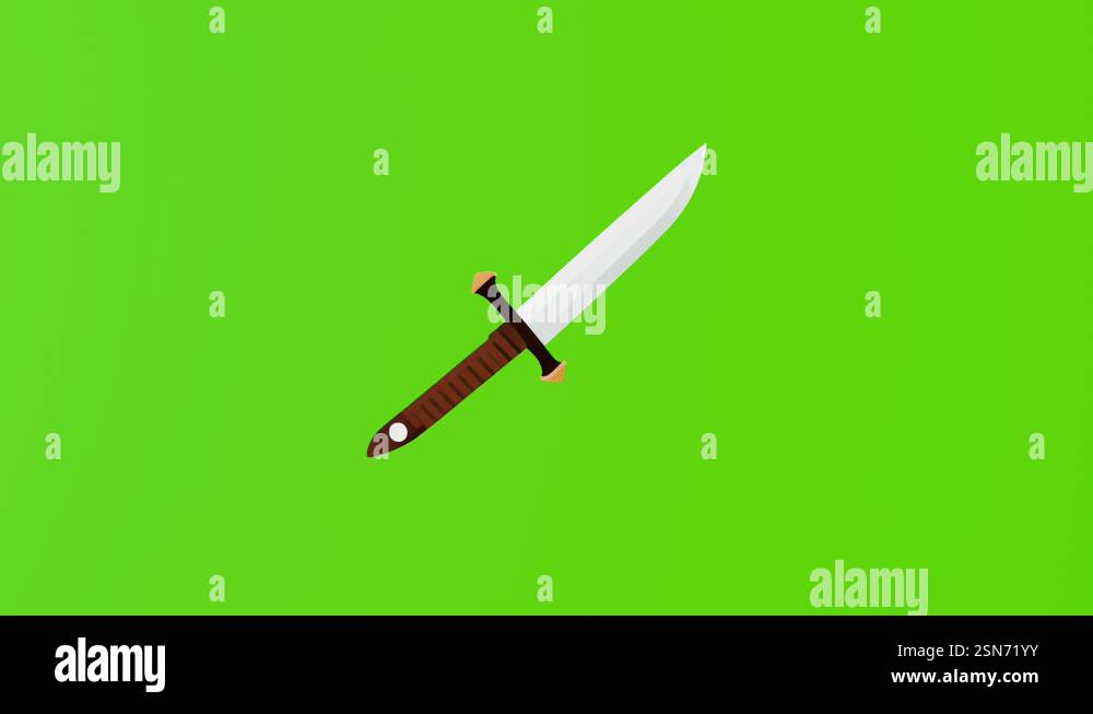 4k animation of a short dagger isolated on a green screen Stock Video ...