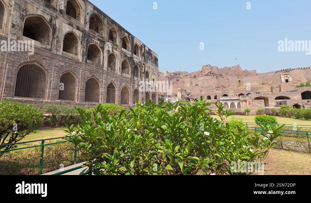 Golkonda is a citadel and fort in Southern India Stock Video Footage ...