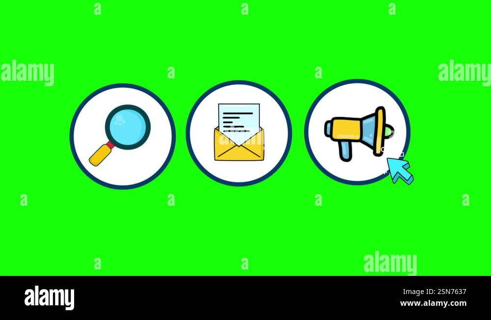 Online 360 Marketing Icons Animation On Green Screen Stock Video ...