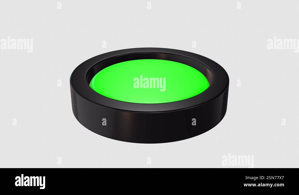 Green Push Button on a Transparent Background. Seamless Loop. Switch 3D ...