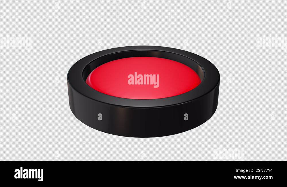 Turning ON and OFF 3D Animation. Transparent Background. Loop. Red Push ...