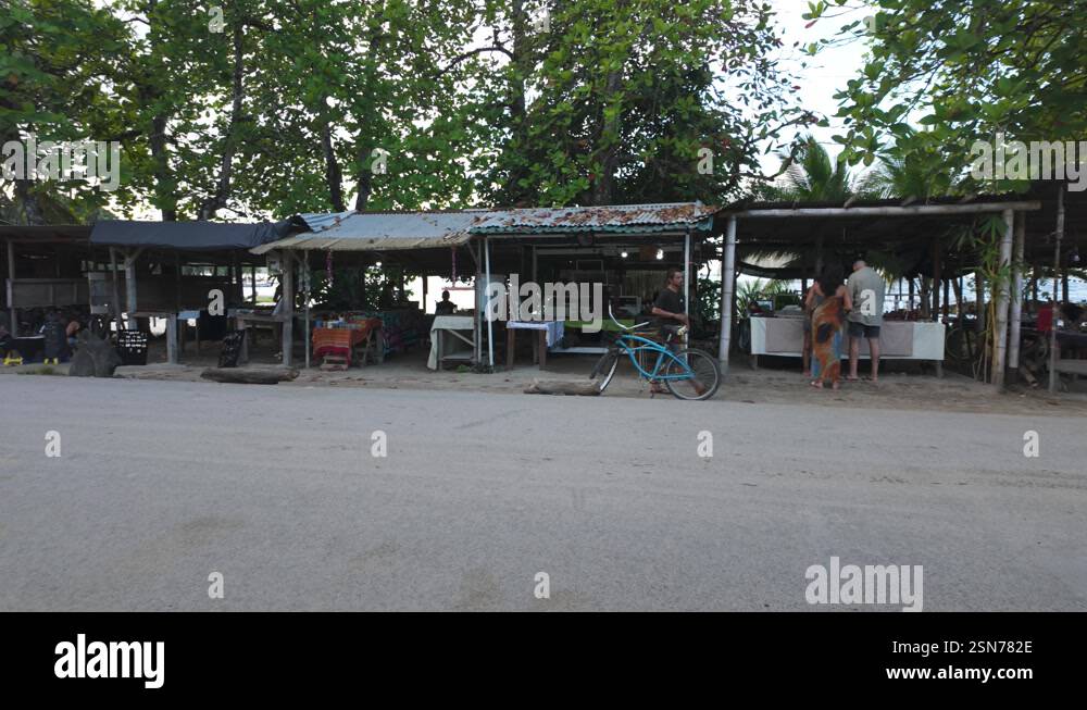 Puerto Viejo, Costa Rica - 03/10/2024: Street market with local vendors Stock Video Footage - Alamy