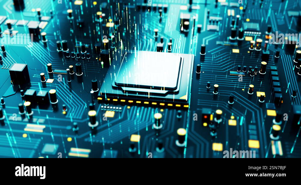 AI Powered Computer Processor On Modern Motherboard. Processing Data ...