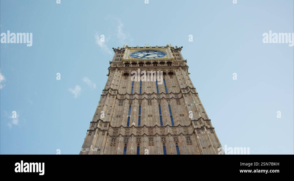 Looking Up At The Most Iconic Clock Tower, The Big Ben, London, UK ...