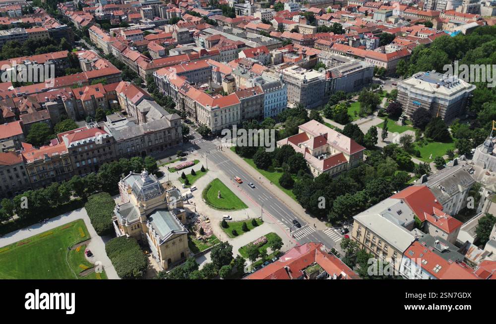 Zagreb historic city center aerial view, famous landmarks of capital of ...