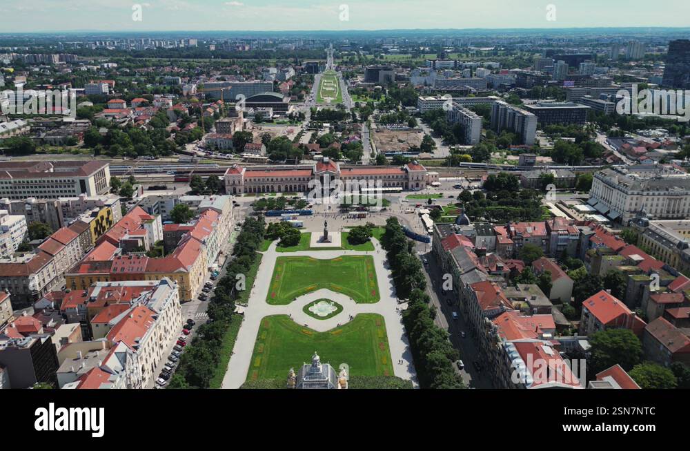 Zagreb historic city center aerial view, famous landmarks of capital of ...