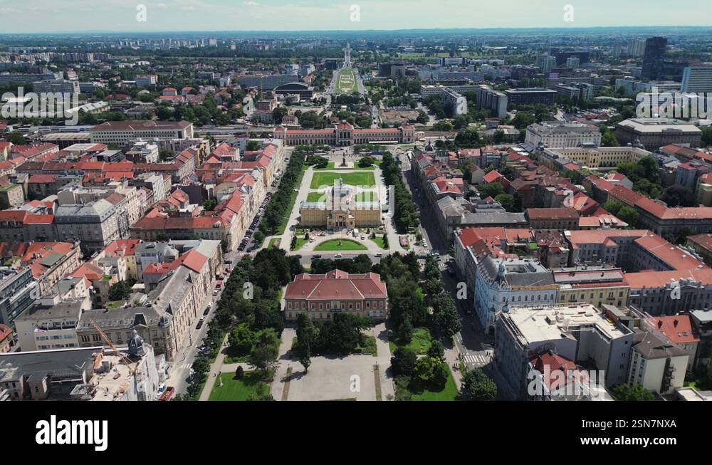 Zagreb historic city center aerial view, famous landmarks of capital of ...