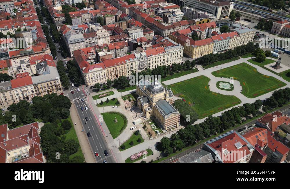 Zagreb historic city center aerial view, famous landmarks of capital of ...