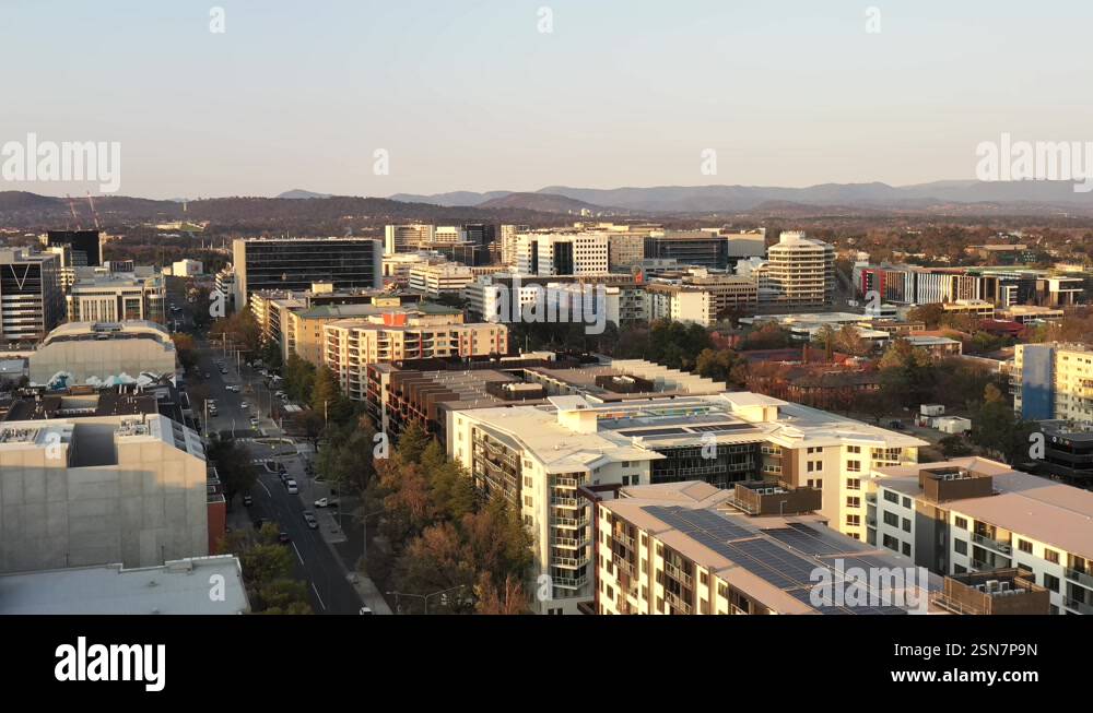 Streets and mid-rise houses in Canberra city capital of Australia ...