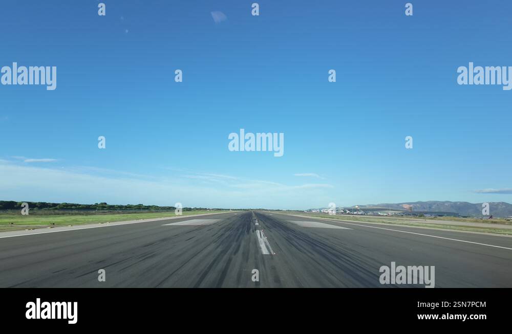 Real take-off as seen by the pilot of a jet from inside the cockpit ...