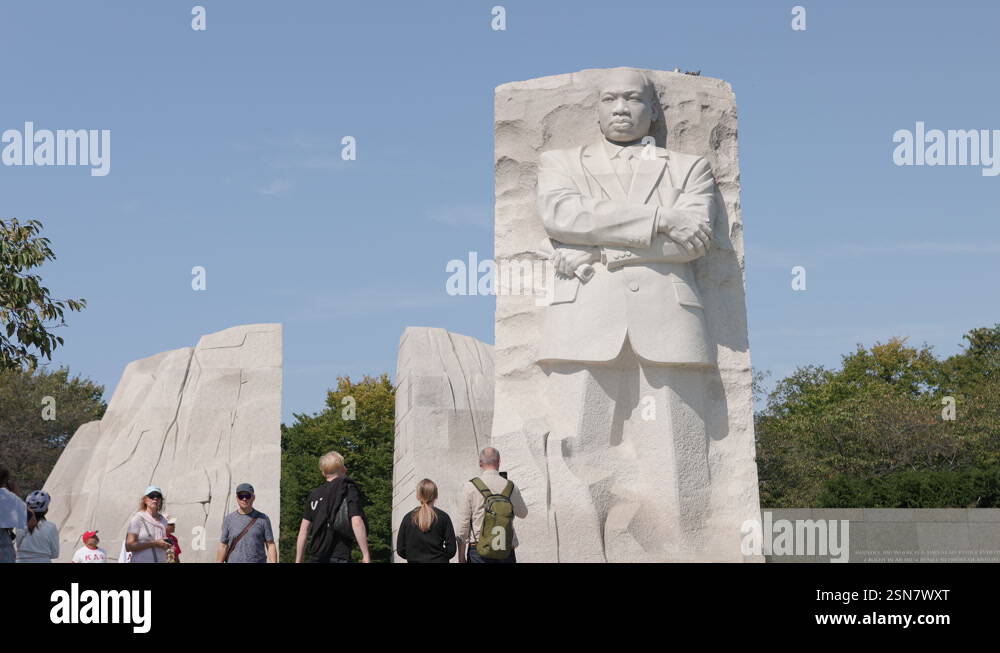 Visitors at Martin Luther King Jr Memorial statue 4k Stock Video ...