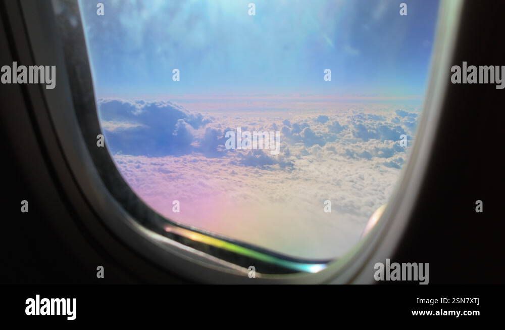 Captured from the airplane window, the scene shows a horizon filled with Stock Video Footage - Alamy
