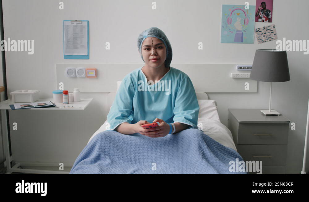 Portrait of Gen Z Female Patient in Hospital Ward before Plastic ...