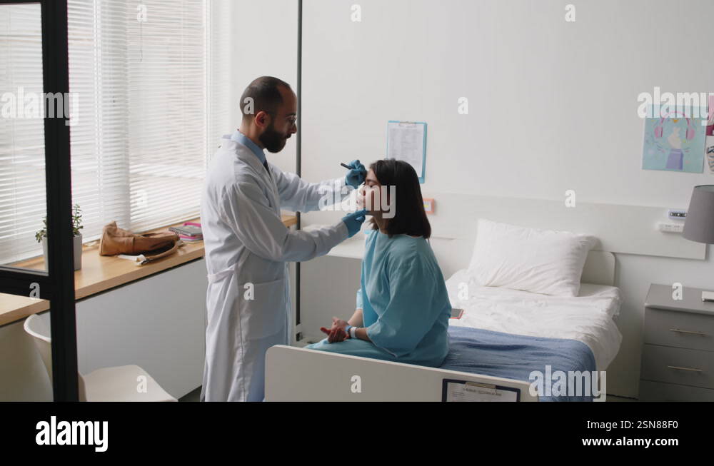 Doctor Marking Facial Areas of Female Patient before Plastic Surgery ...