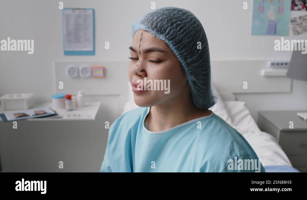 Portrait of Gen Z Girl with Facial Markings before Plastic Surgery in ...