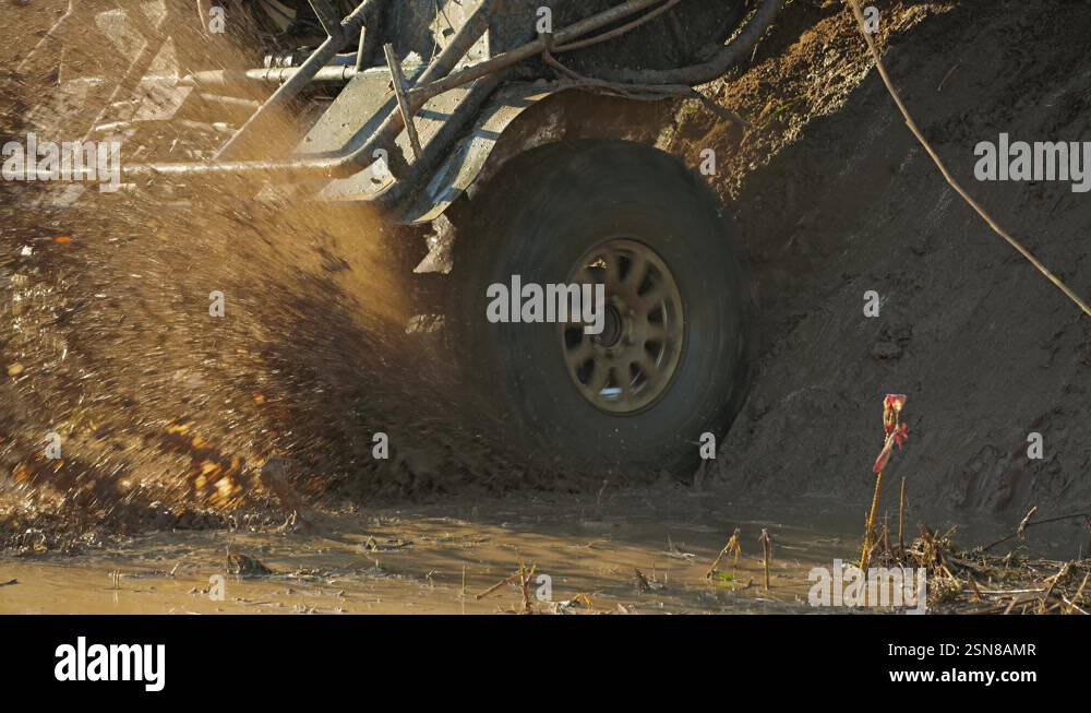 Close-up of an off-road buggy traversing a very steep slope Stock Video ...