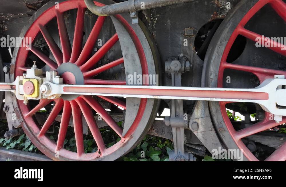 wheels from an old abandoned steam engine. Rusty steam train wheel ...