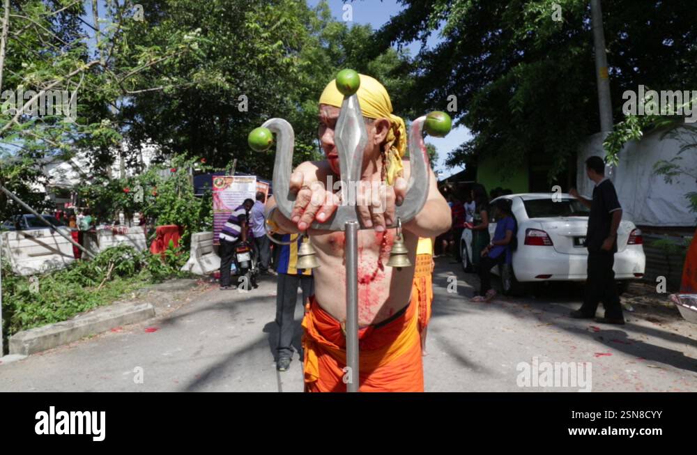 Hindu Devotee With Vishnu Trident In Thaipusam, Kuala Lumpur, Malaysia ...