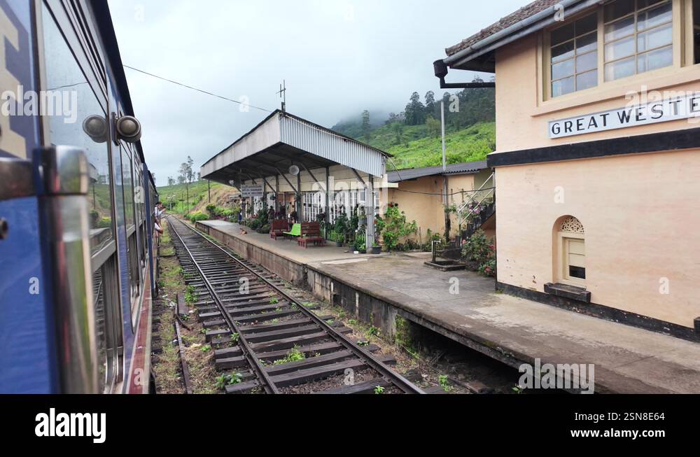 Talawakelle, Sri Lanka - 08/31/2024: View from a train waiting on the ...