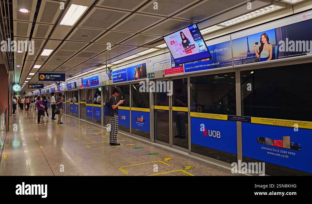 Bangkok, Thailand - 10/17/2024: MRT Train Station in Bangkok with Train ...