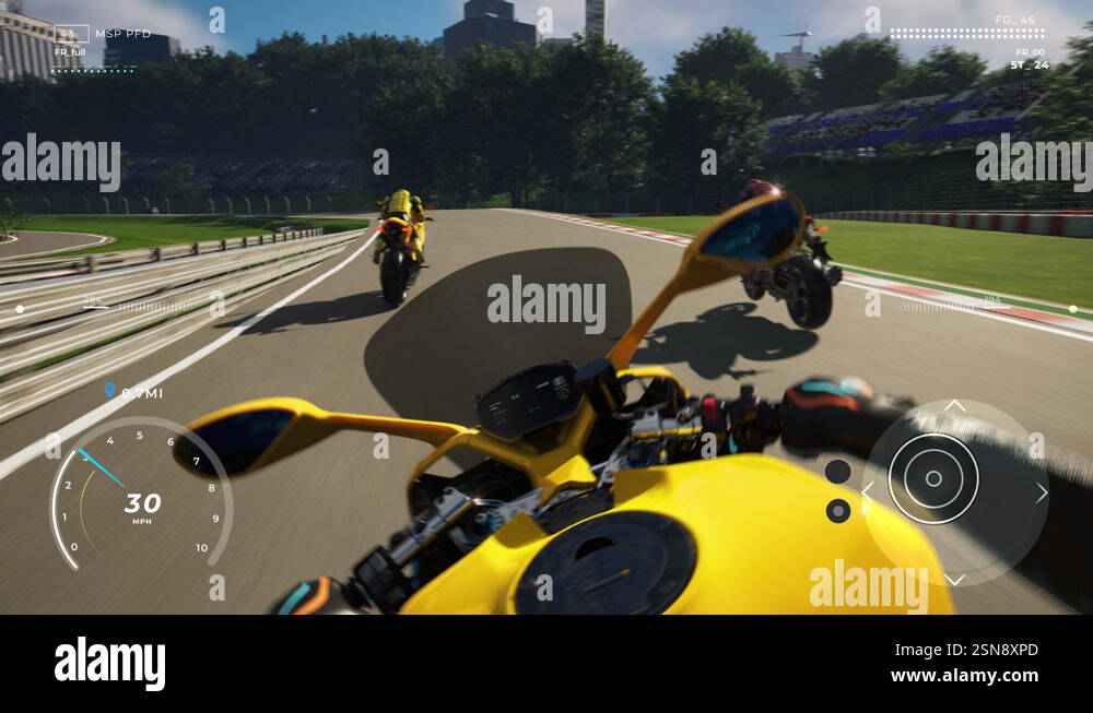 Starting a competitive race in the mockup fake mobile motorsport video ...