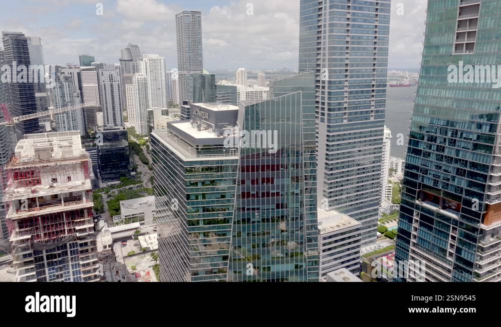 Rooftop flyover J P Morgan Chase Bank Tower Downtown Brickell Miami 4k ...