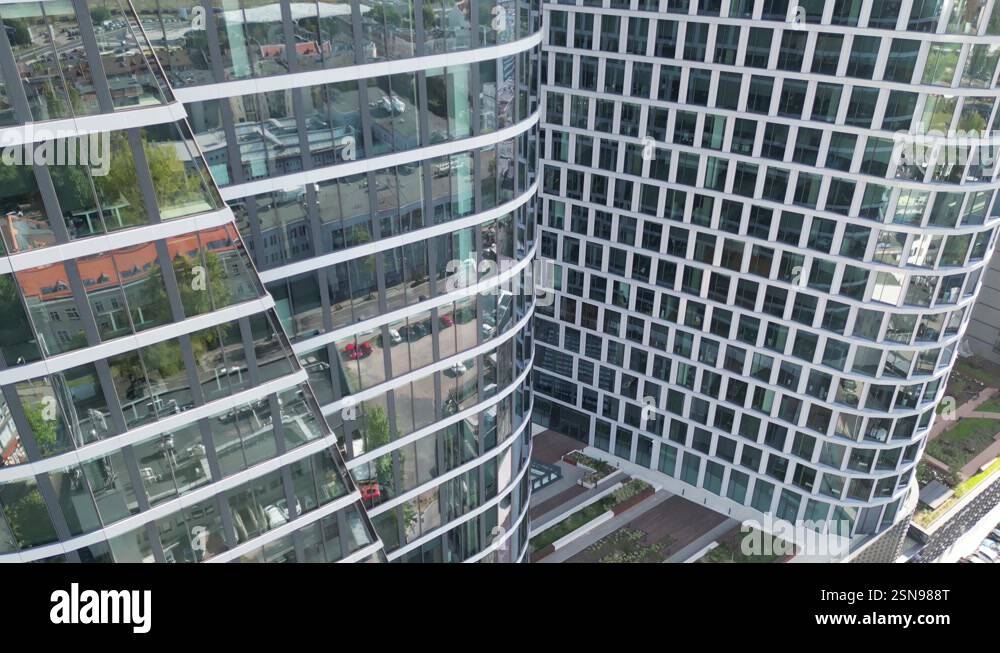 Global Office Park skyscraper complex in Katowice city at morning - 4K ...