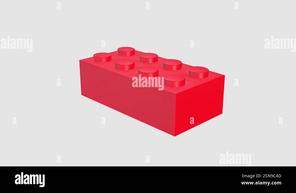 Lego Brick or Block Rotating on a Transparent Background. Seamless Loop ...