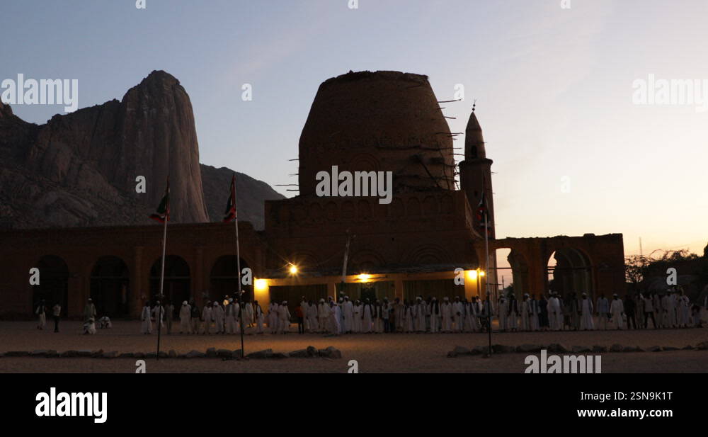 Sudanese sufi men praying in Khatmiyah mosque, Kassala State, Kassala ...