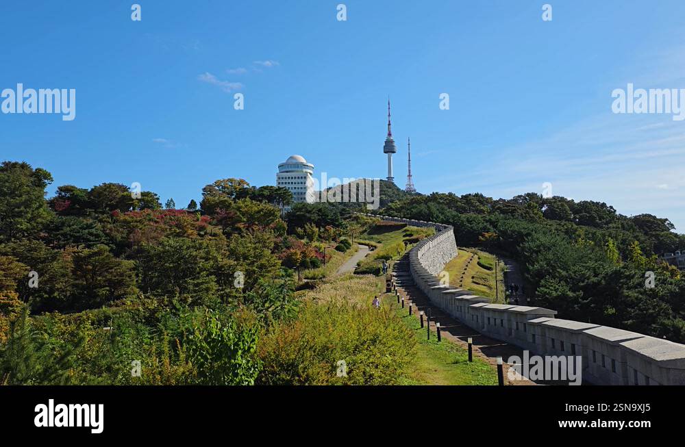 Seoul, South Korea - 10/20/2024: Seoul City Wall and Namsan Tower on ...