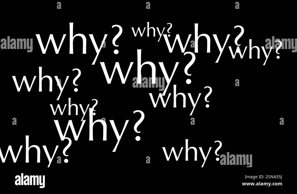 Why? Animated question mark marks kinetic moving text background ...