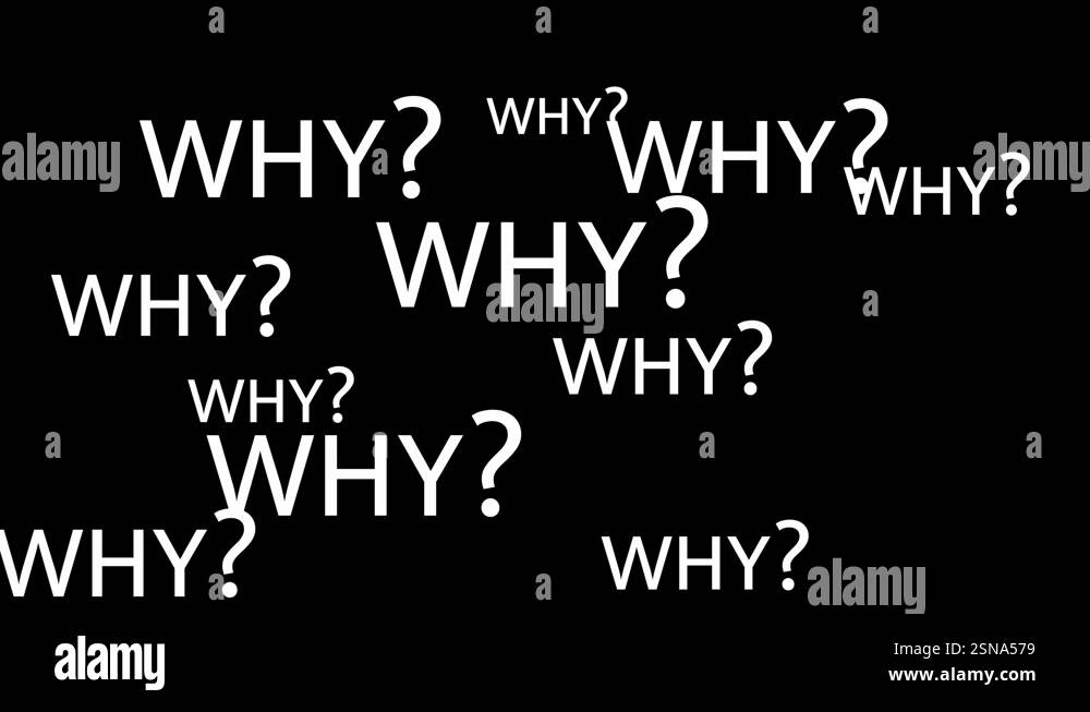 Why? Animated question mark marks kinetic moving text background ...