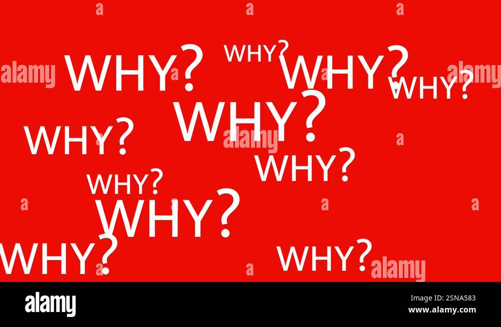 Why? Animated question mark marks kinetic moving text background ...