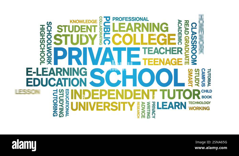 Private School animated word cloud,animation kinetic typography ...
