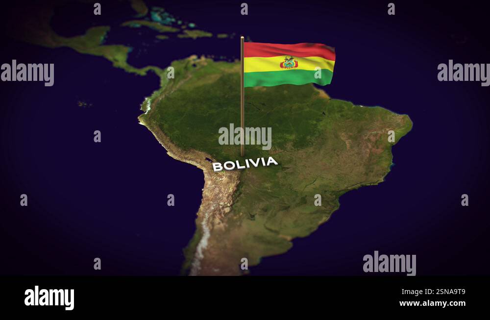 The Flag of Bolivia on the World Map, Bolivia map with flag 3d animation Stock Video Footage - Alamy
