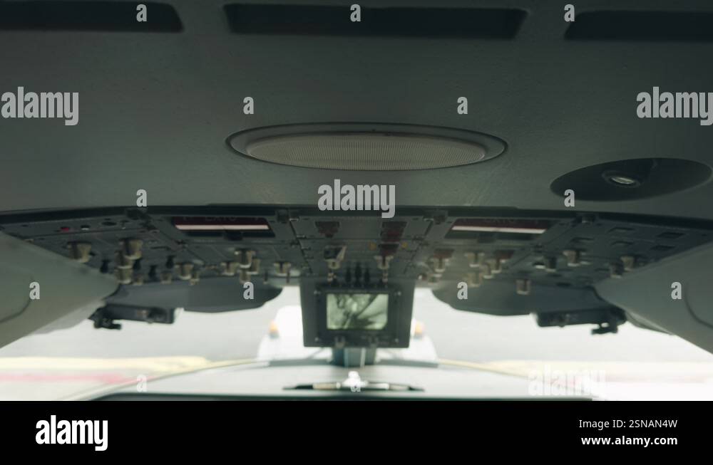 Embraer 195 Cockpit overhead panel water vapor from AC Stock Video ...