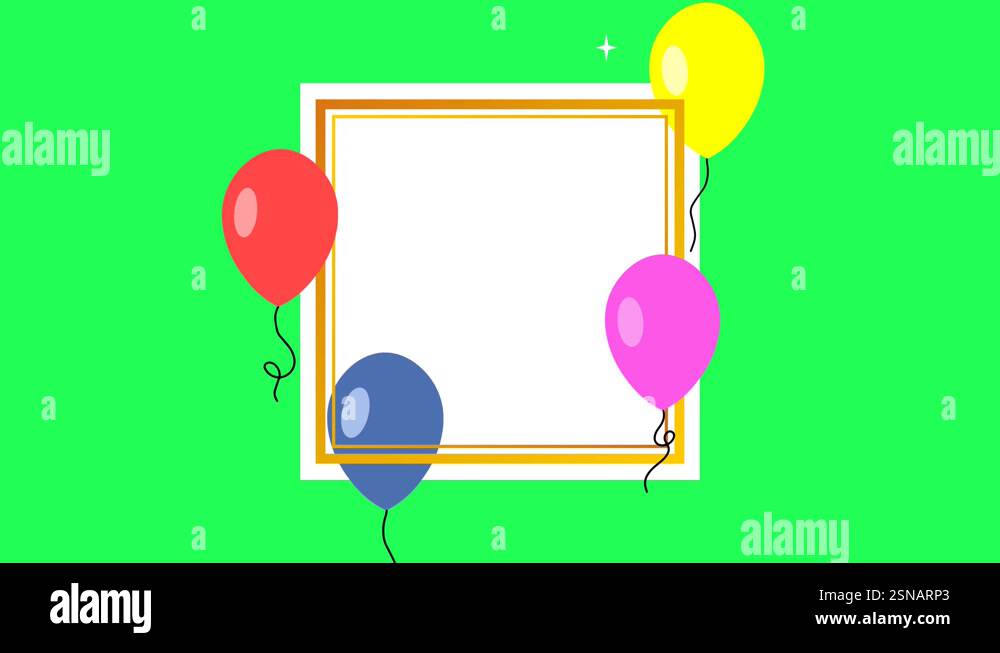 4K video Balloons Footage with balloon helium and frame on Green Screen ...