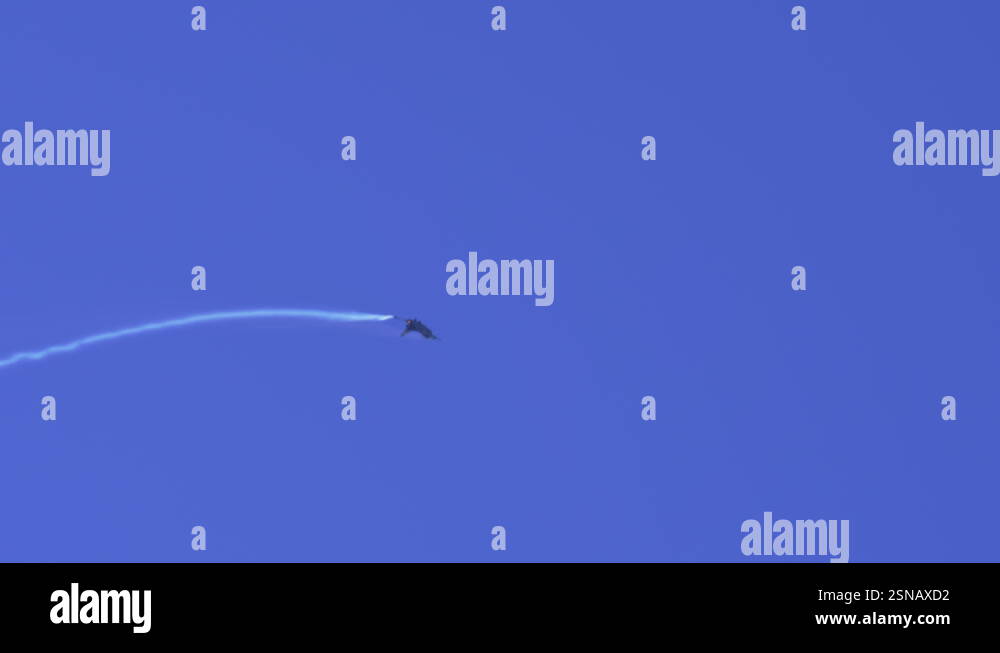 F-16C Block 52 plus fighter jet demonstrating flight air show at high ...