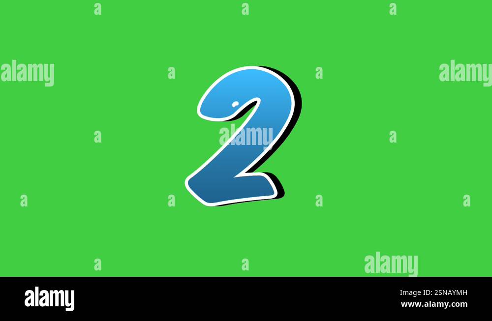 Number 2 two symbol sign animation motion graphics cartoon blue color ...