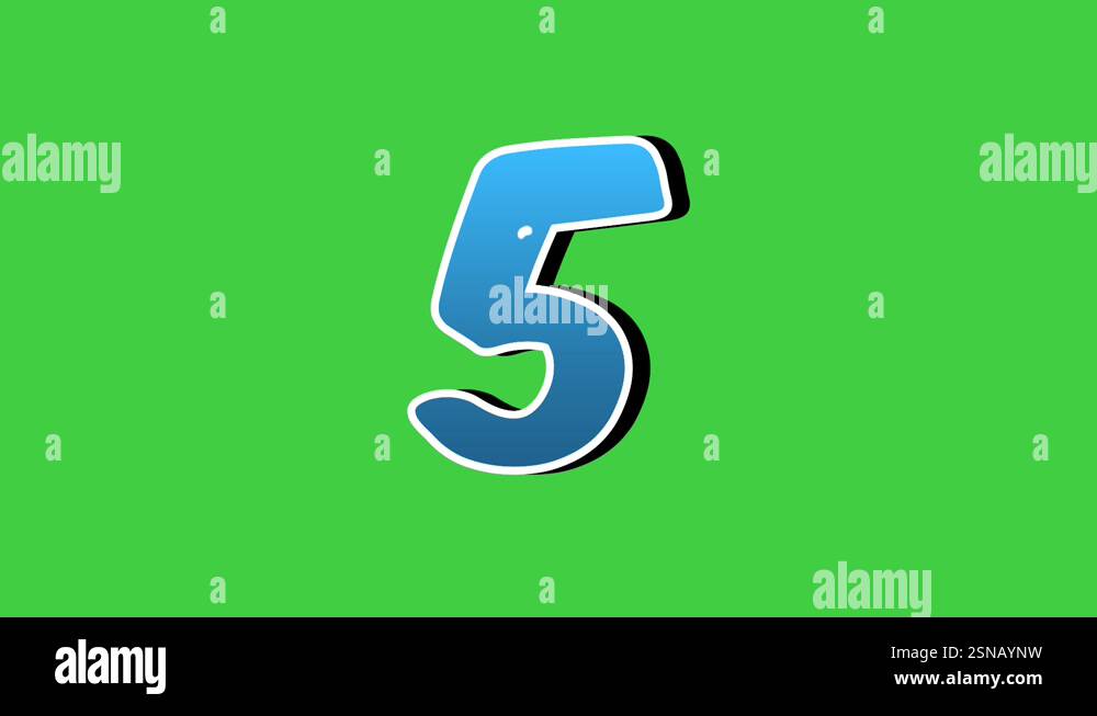 Number 5 five symbol sign animation motion graphics cartoon blue color ...