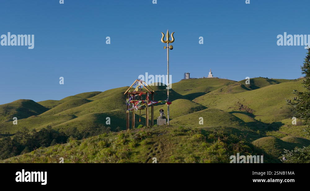 sacred Drone view of Lord Shiva's Trishul Trident Dolakha Sailung ...