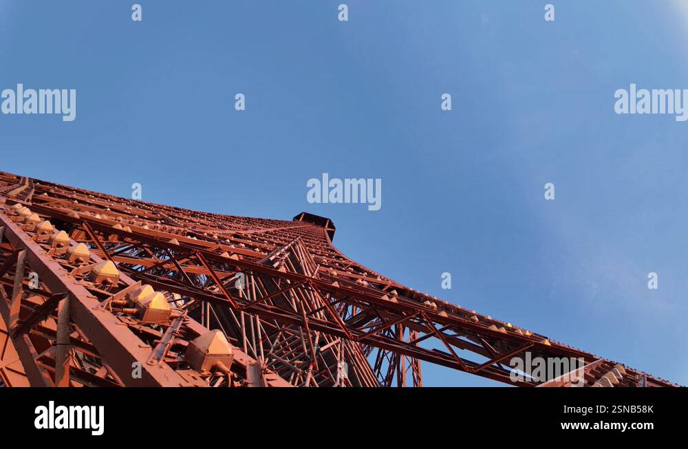 Eiffel Tower Paris France landmark puddle iron structure up-close close ...