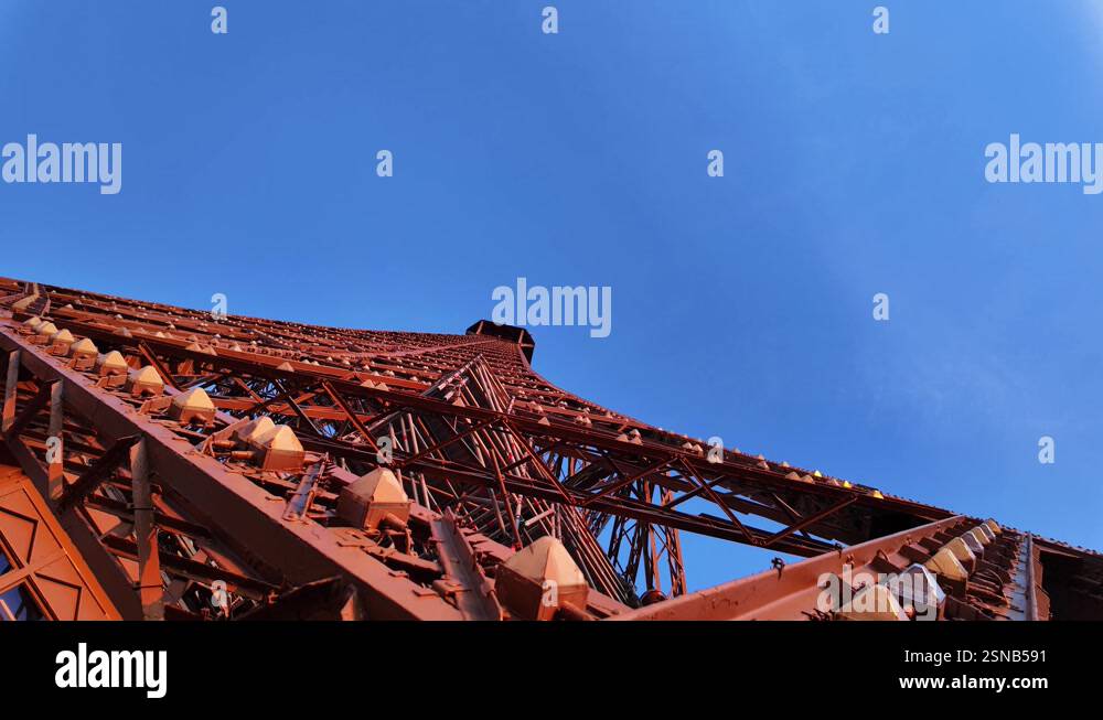 Eiffel Tower Paris France landmark puddle iron structure up-close close ...