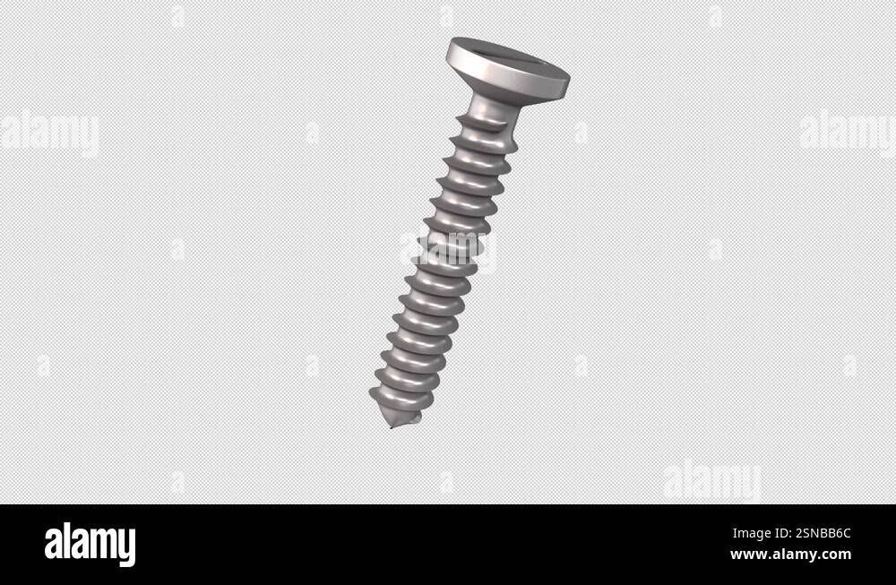 Stainless Steel Self Tapping Screw Rotating on a Transparent Background ...